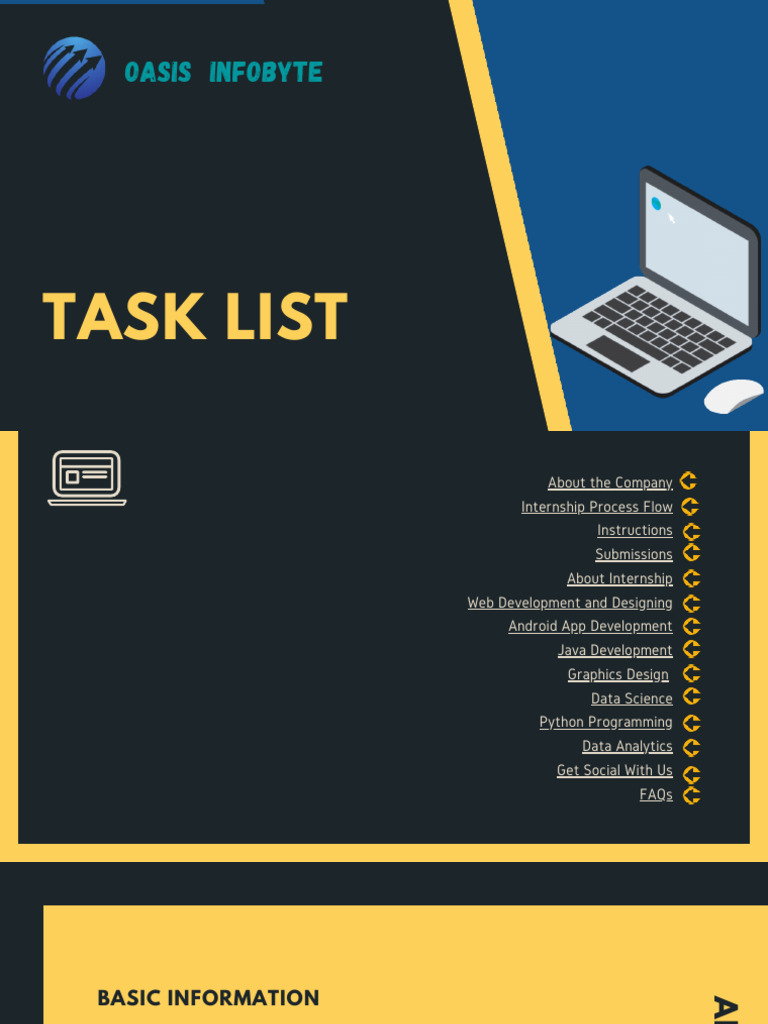 Aicte Oasis Infobyte Sip Task List | PDF