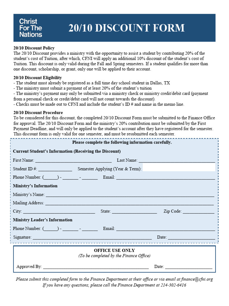 2010 Discount Form | PDF