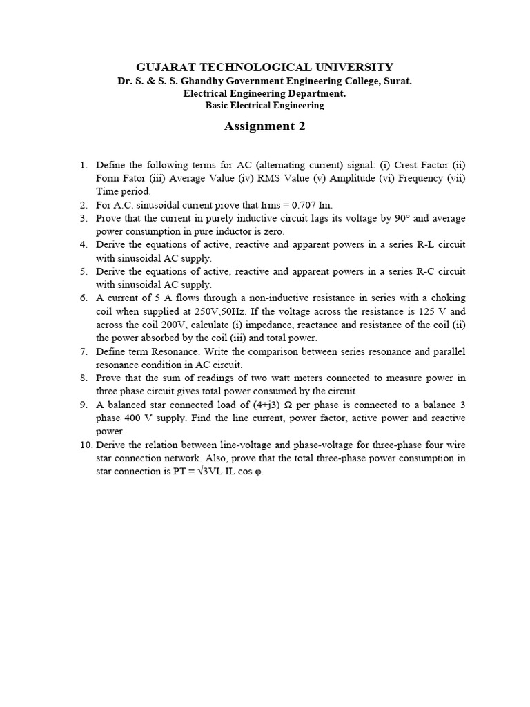 BEE Assignment 2 | PDF