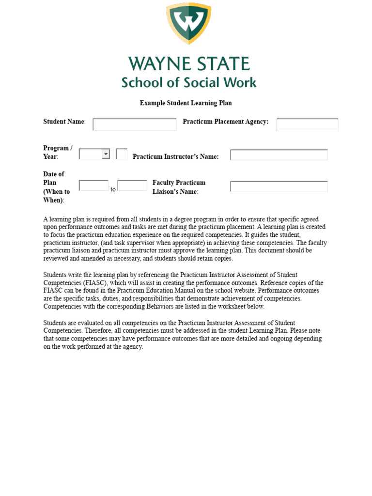 Student Learning Plan Example 2024 | PDF