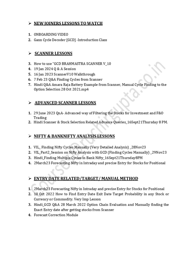 Which Lesson To Watch First New Joiner Glossary V4 | PDF | Investing ...