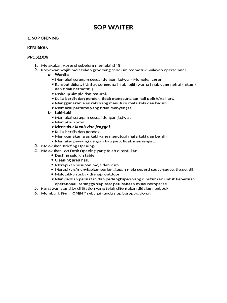 Sop Waiter | PDF