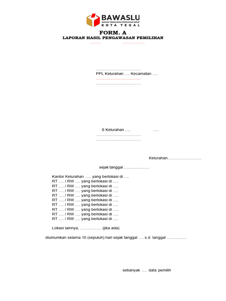 Template Form A DPS - PPL | PDF | Indonesia