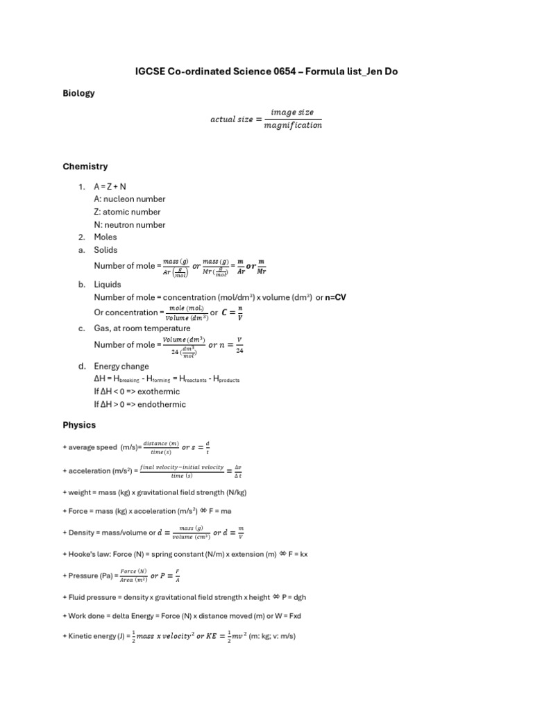 IGCSE Formula-List | PDF