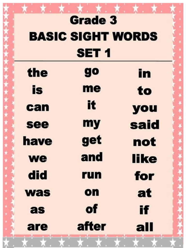 BASIC SIGHT WORDS-G3 | PDF