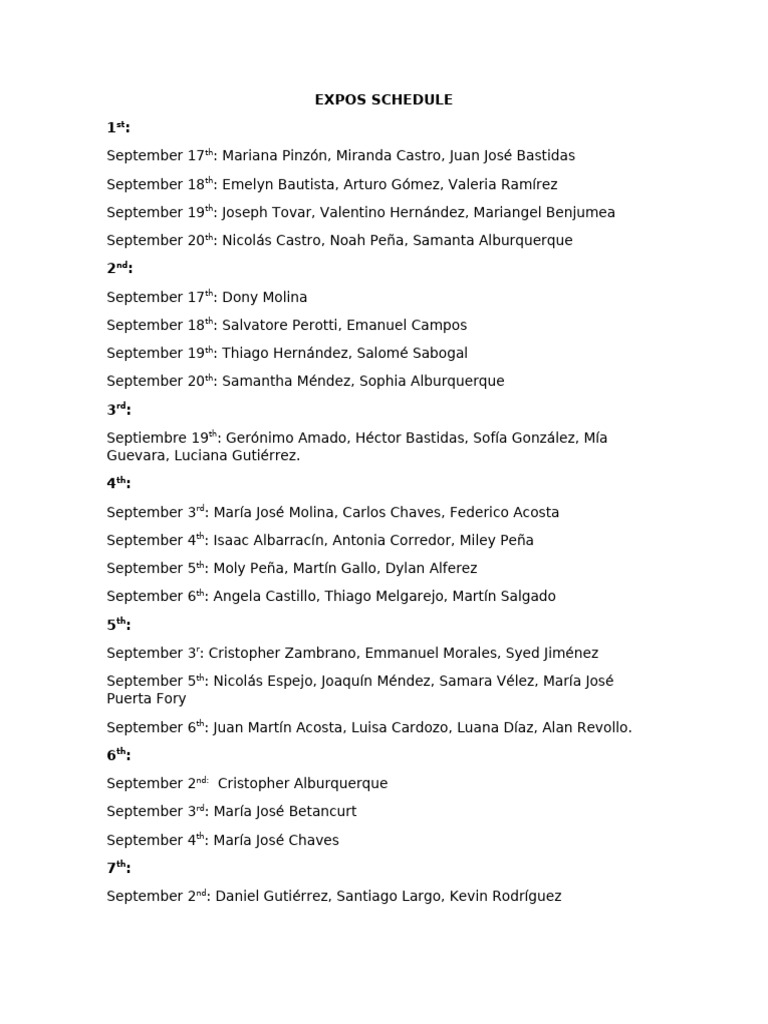 Expos Schedule and Rubric | PDF | Phonology | Human Communication