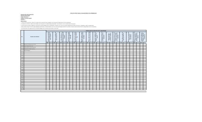 Instrumento de Evaluación Parv 2 Unidad Animales Semana 1.Xlsx - Evaluación - 4a - Ufamilia | PDF