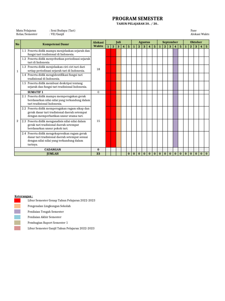 Program Semester 2 Seni Tari | PDF