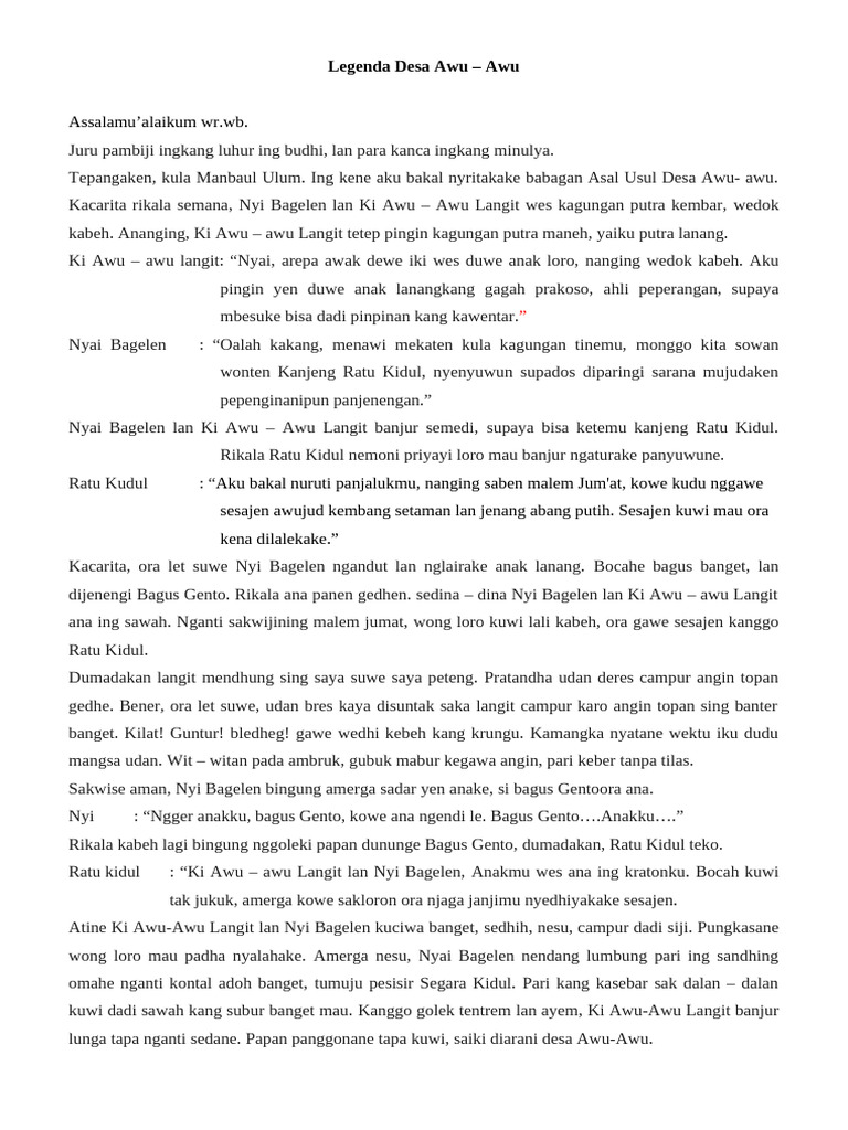 Legenda Desa Awu | PDF