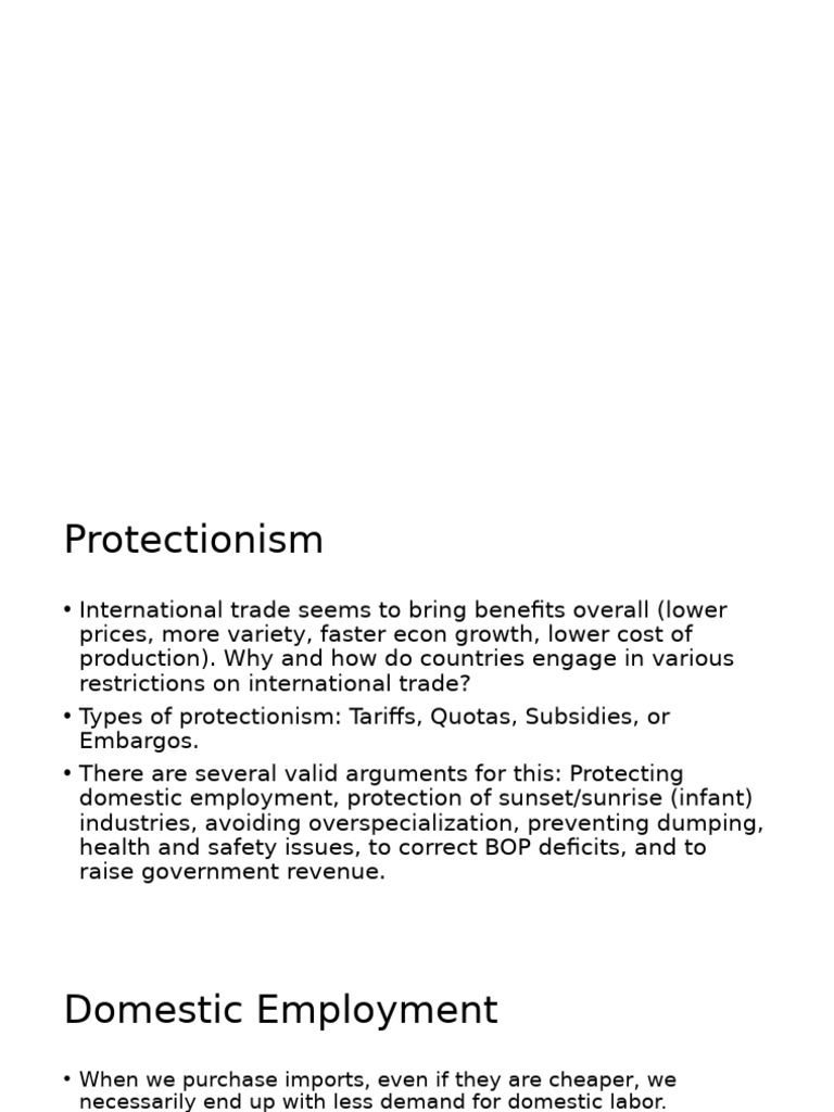 Protectionism Slides For As Economics | PDF