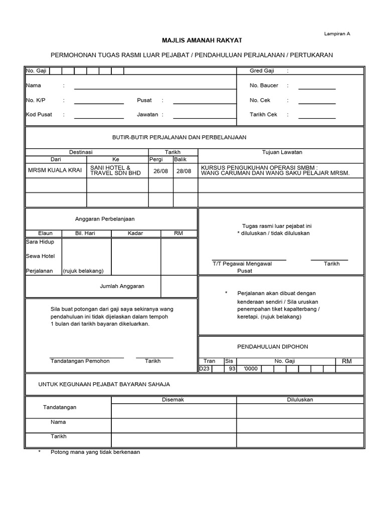 Borang Tugas Rasmi | PDF