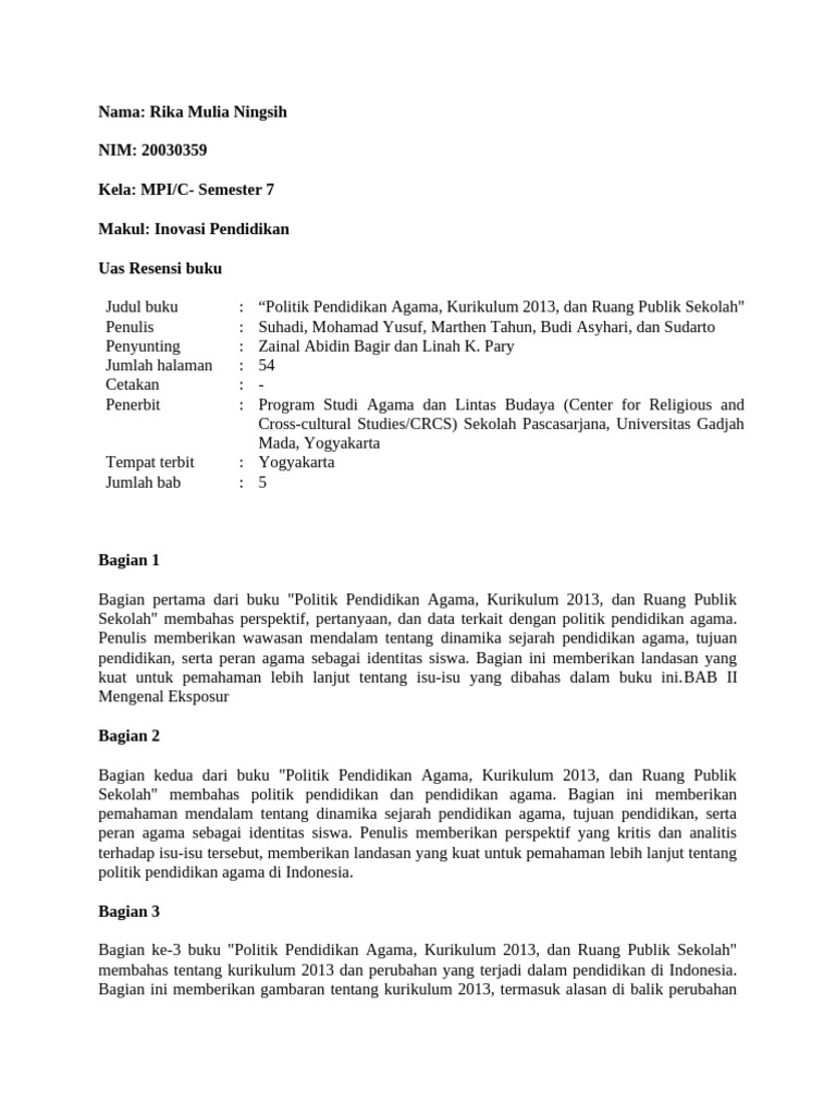 Rika Mulia Ningsih - 20030359 - UAS Inovasi Pendidikan | PDF
