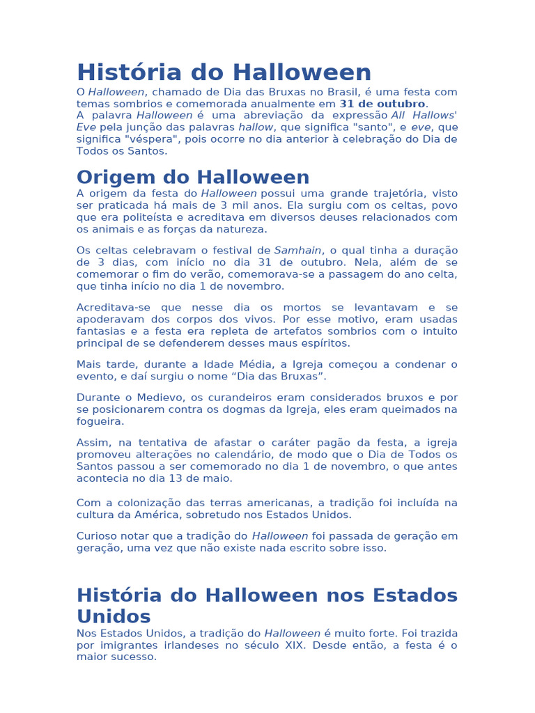 História Do Halloween | PDF
