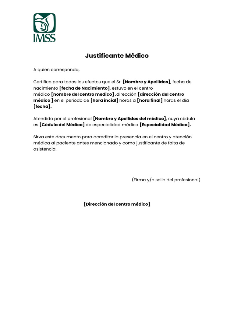 Justificante Médico Imss | PDF