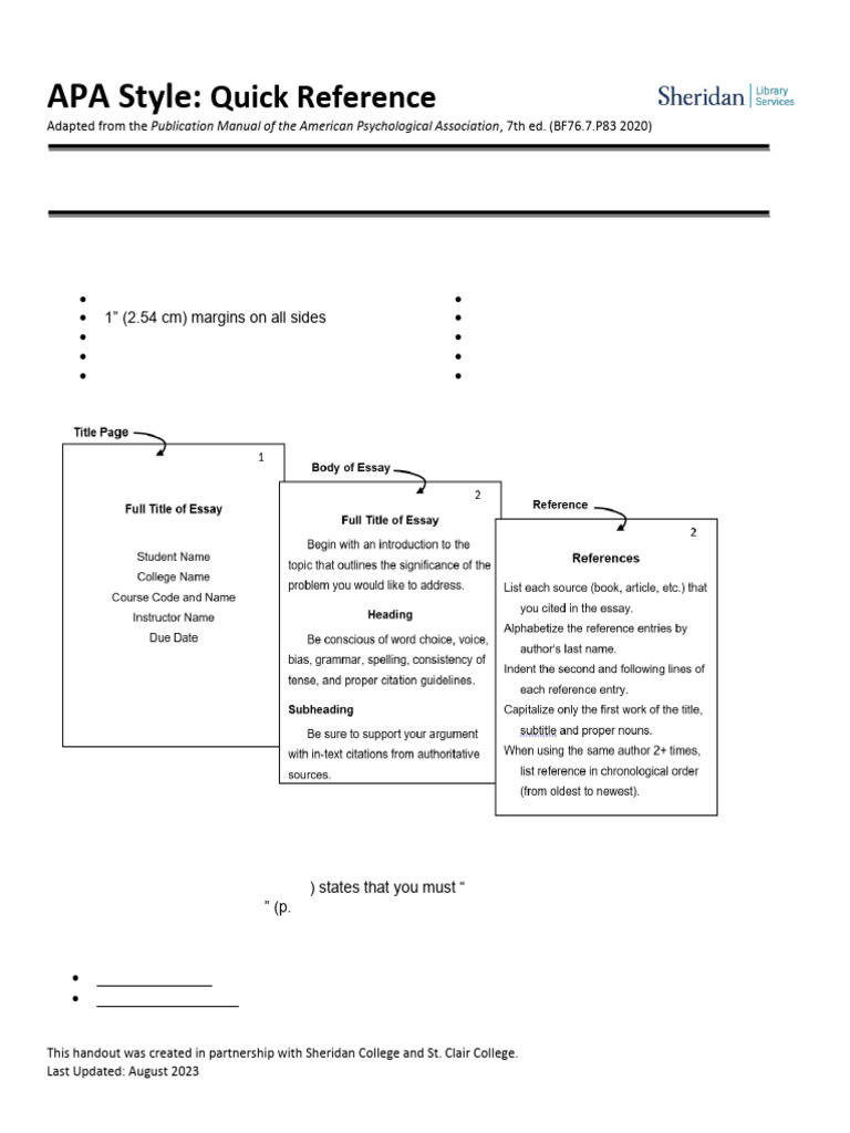 APA_Style_7th_ed._-_Quick_Reference_-_Updated_2023 | PDF