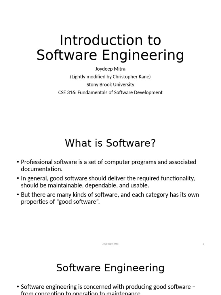 CSE316 L01 IntroToSoftwareEng - v1 | PDF