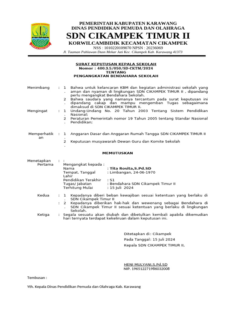 SK Bendahara 2024 | PDF