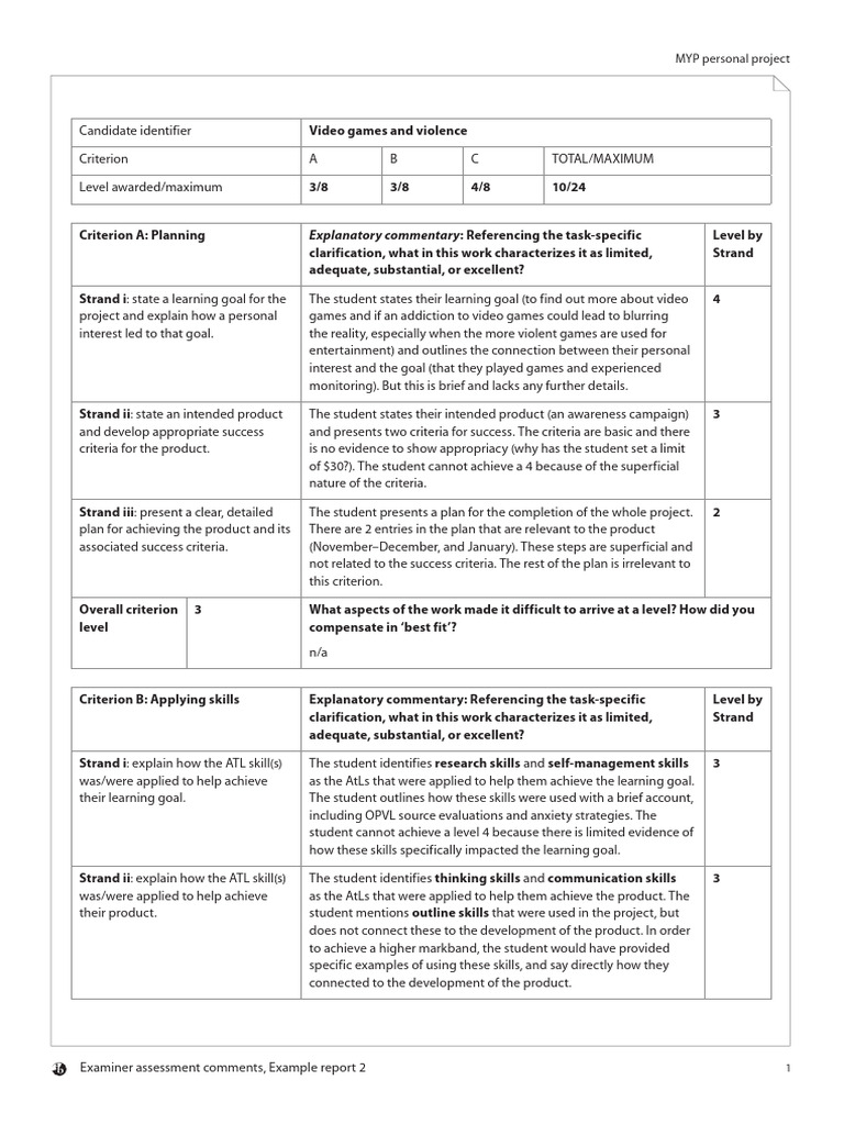 MYP Project Assessment: Video Games & Violence | PDF | Goal | Career ...