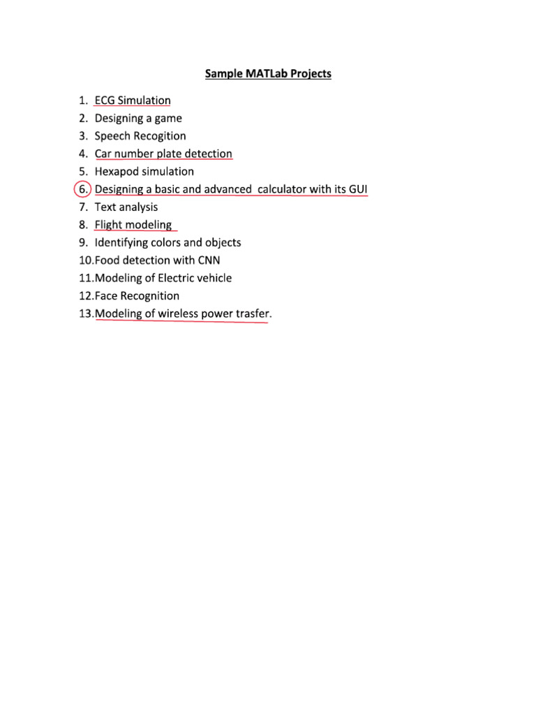 Matlab Project List | PDF
