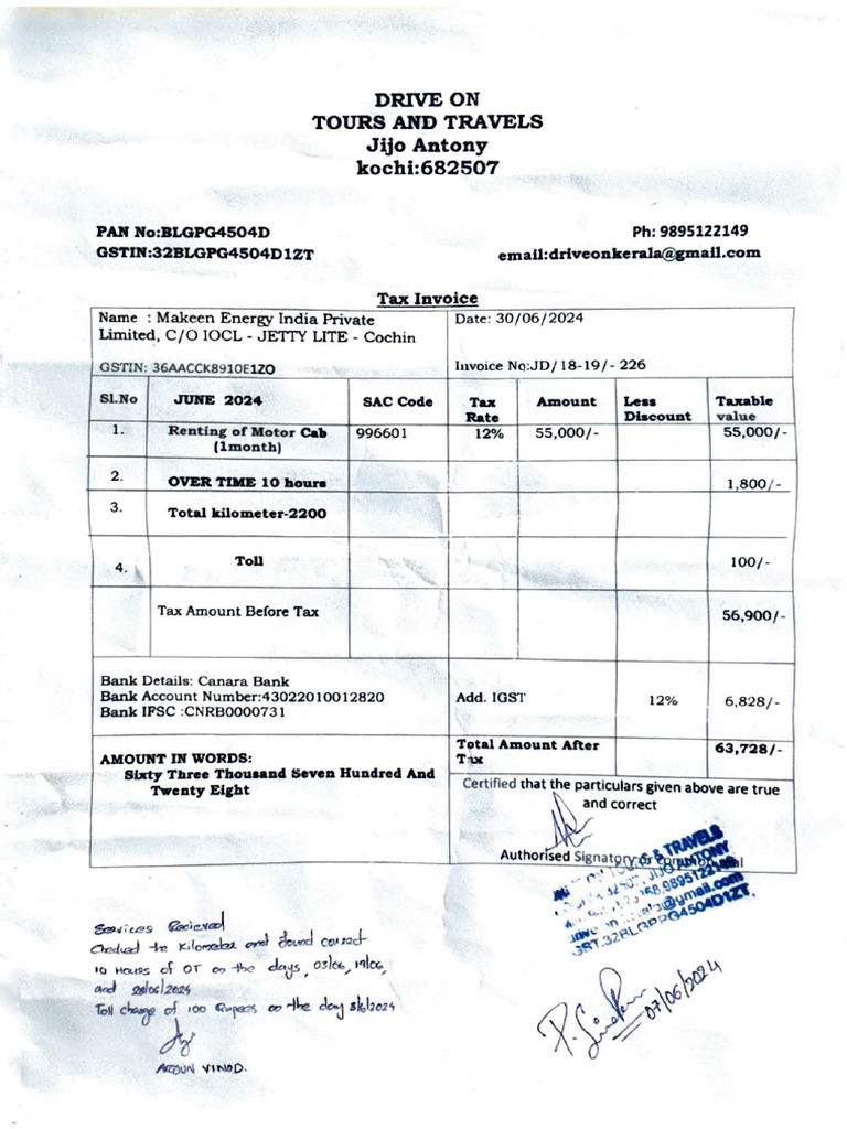 Driveon Invoice June-2024 - Compressed | PDF