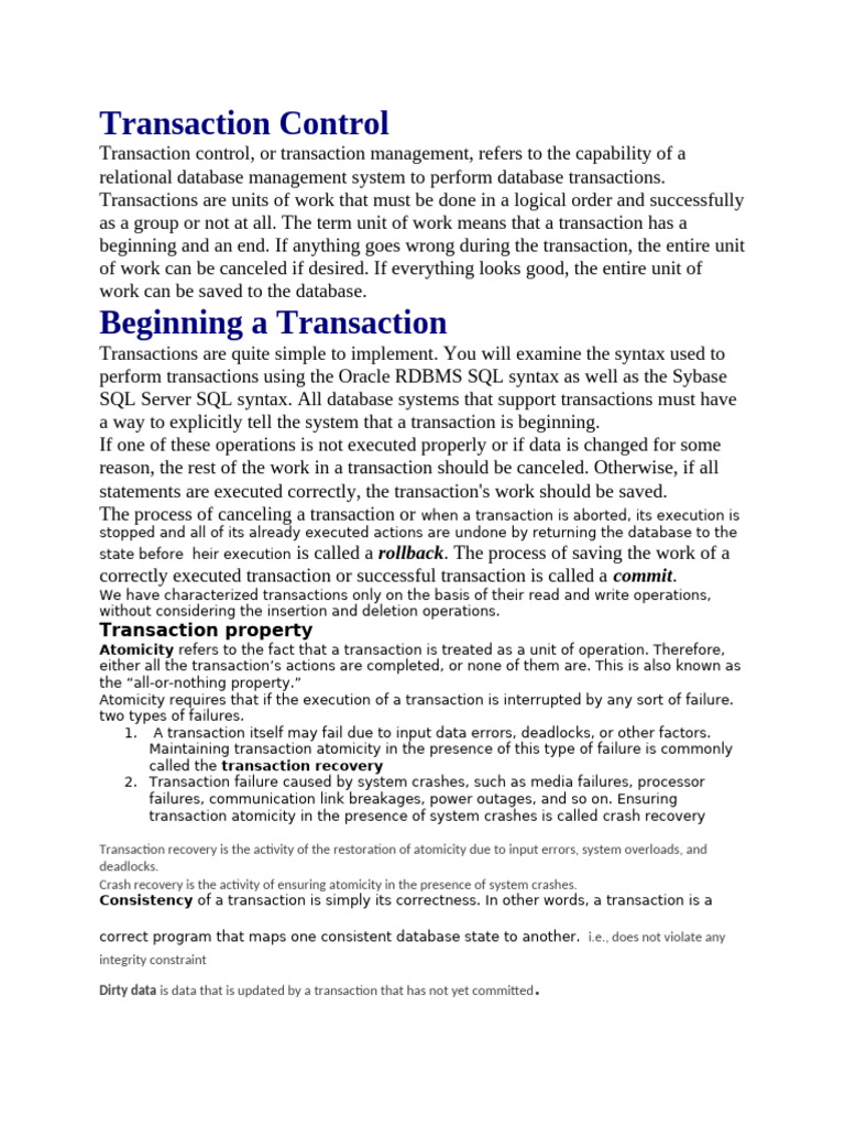 Transaction Control | PDF
