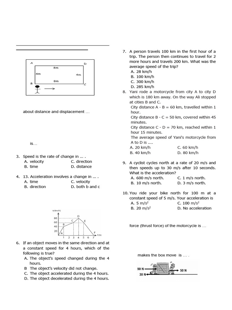 Physics-Force & Newtons Law Exercise Gr. 8 | PDF