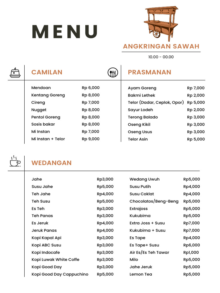 Menu Meja Angkringan SAWAH | PDF