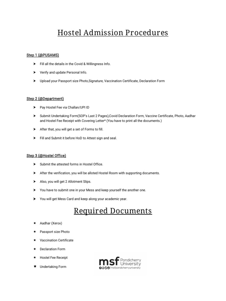 MSF PU Reopening Brochure | PDF