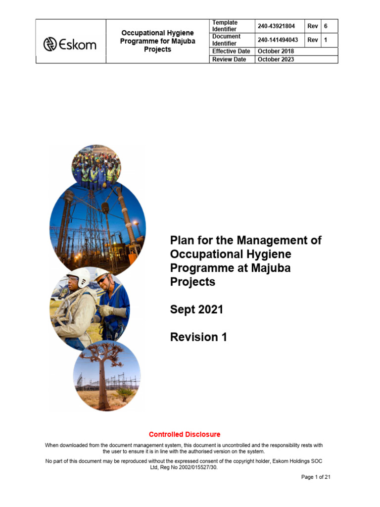 Occupational Hygiene Program Majuba Projects Rev 1 - CS | PDF