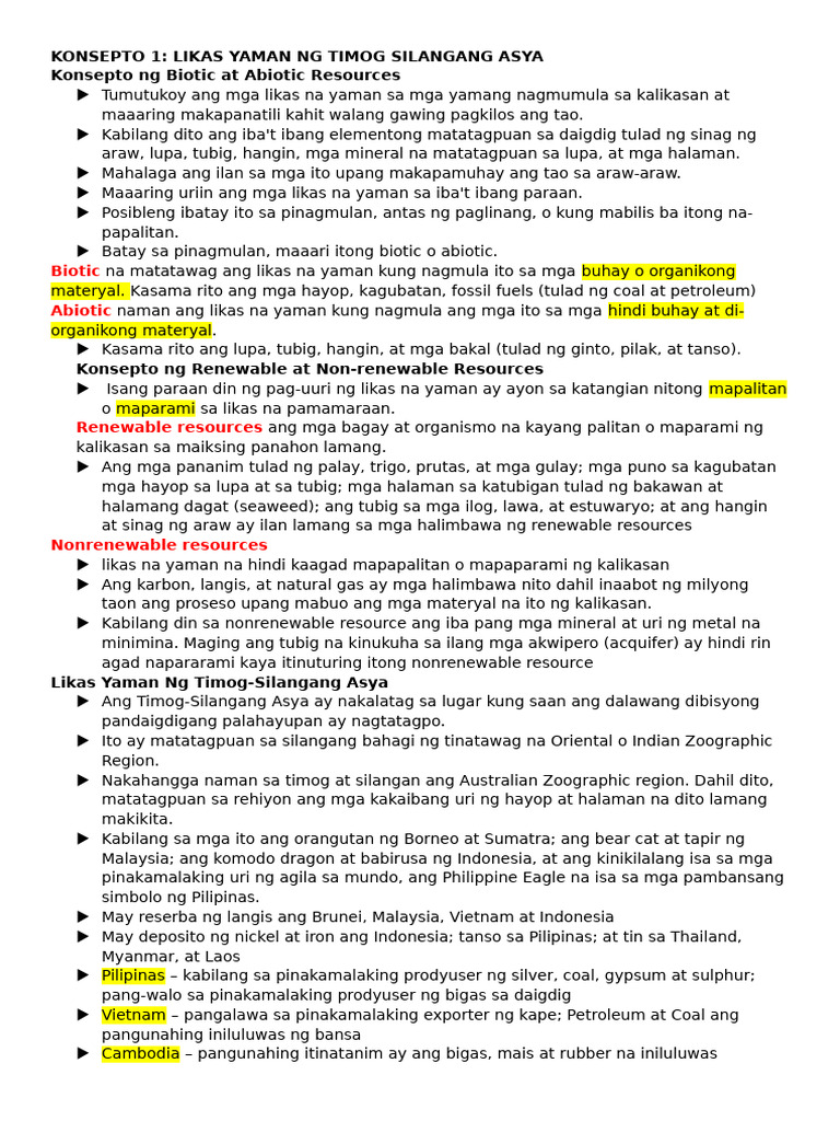 Ap 7 Notes q1 Matatag | PDF
