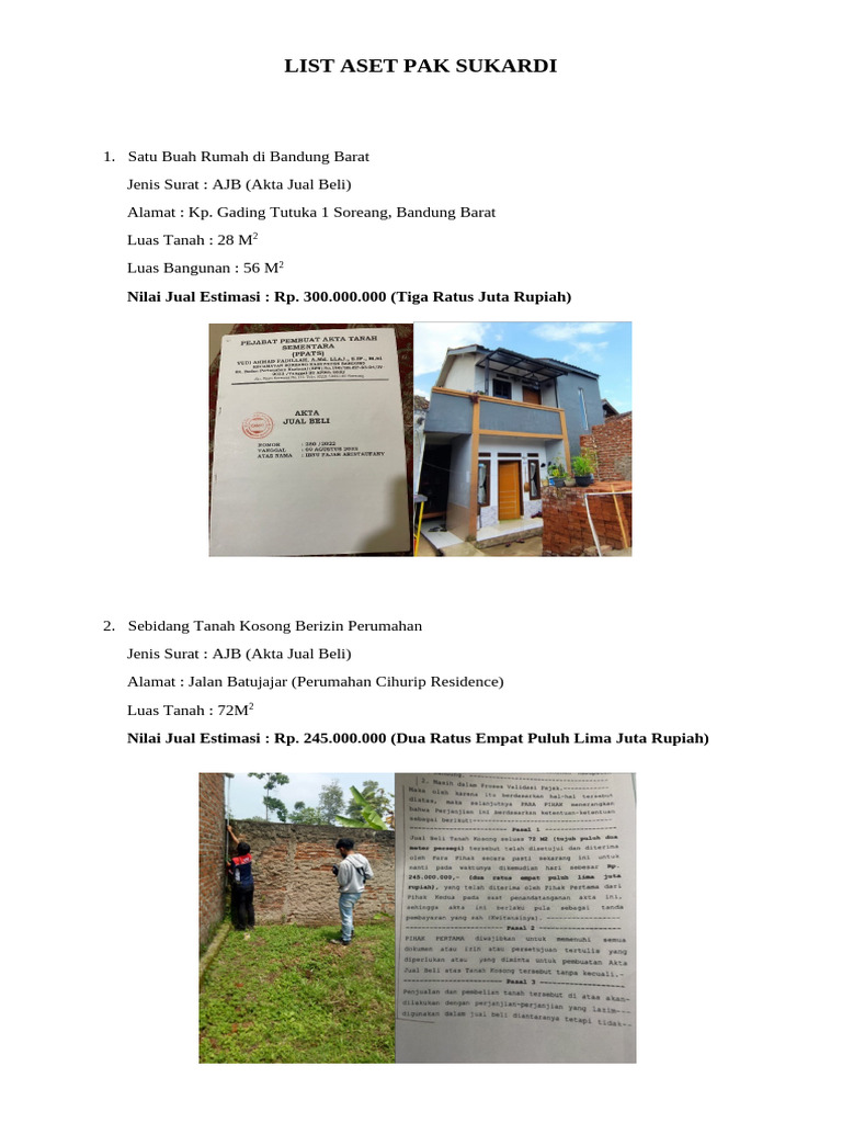 List Aset Pak Sukardi | PDF