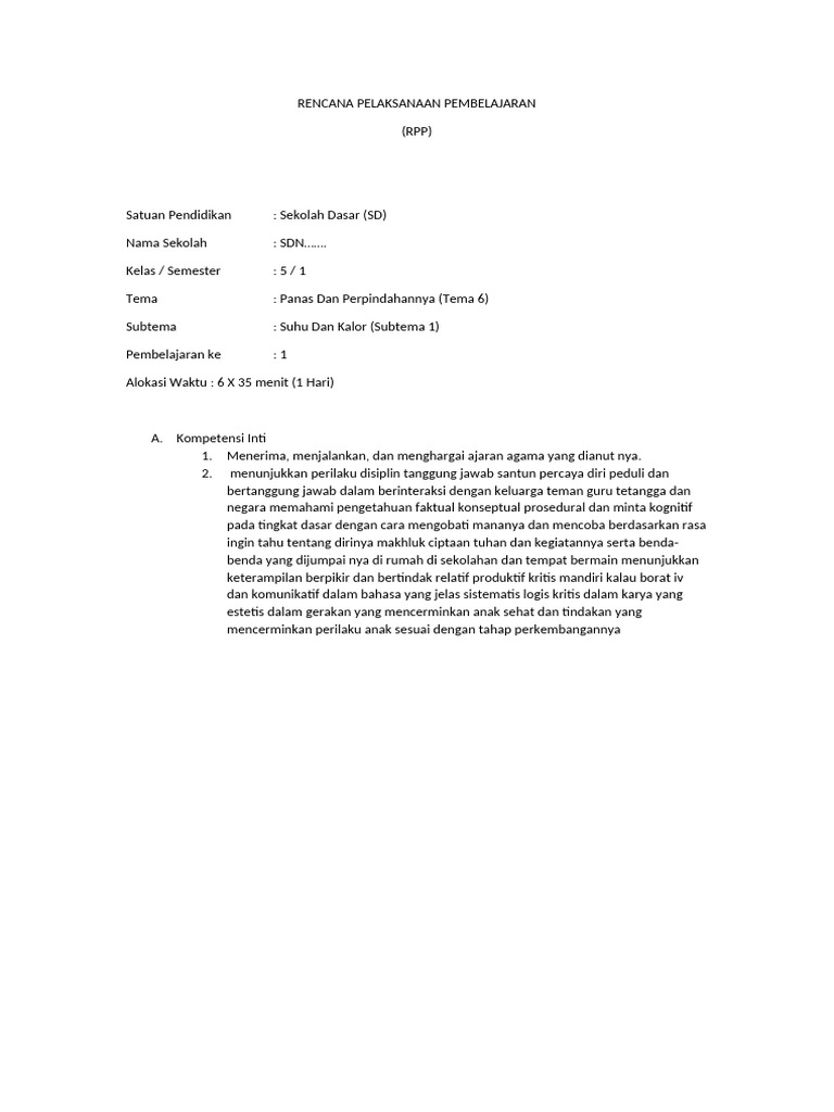 Rencana Pelaksanaan Pembelajaran | PDF