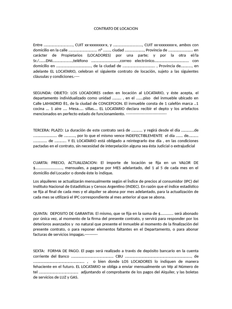 Modelo Contrato de Locacion | PDF | Ley común