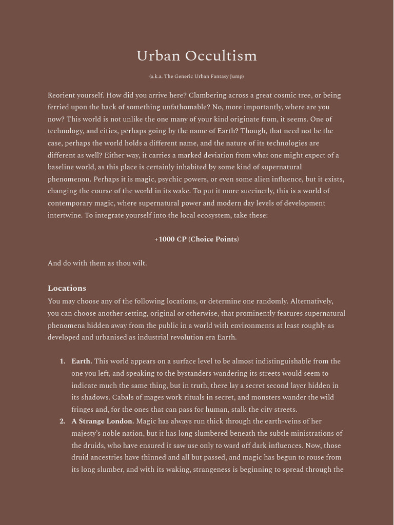 Urban Occultism Jump v1.0 | PDF | Mind | Philosophy