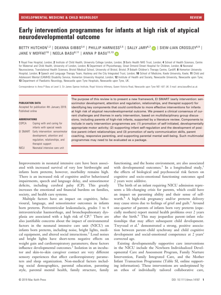 Early Intervention-Para Estudiar | PDF