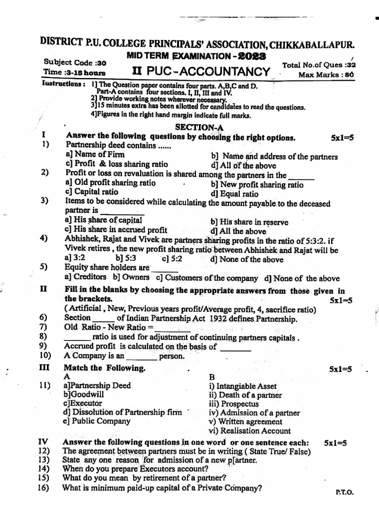 II Puc Acc MT Chikkaballapura. | PDF
