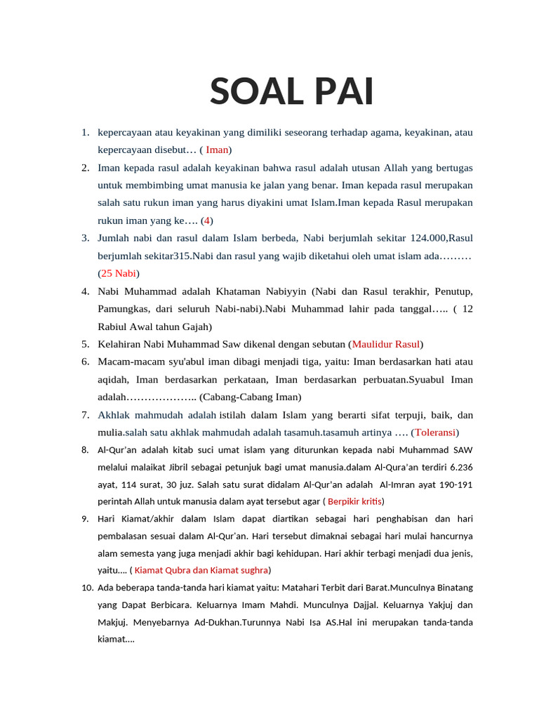 SOAL PAI | PDF