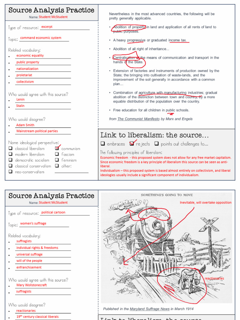 Practice Source Analysis Sheets EXAMPLES | PDF
