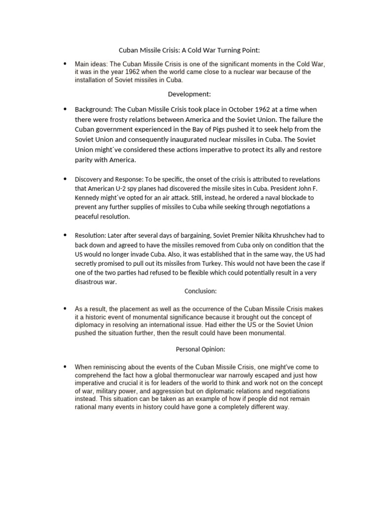 Cuban Missile Crisis | PDF