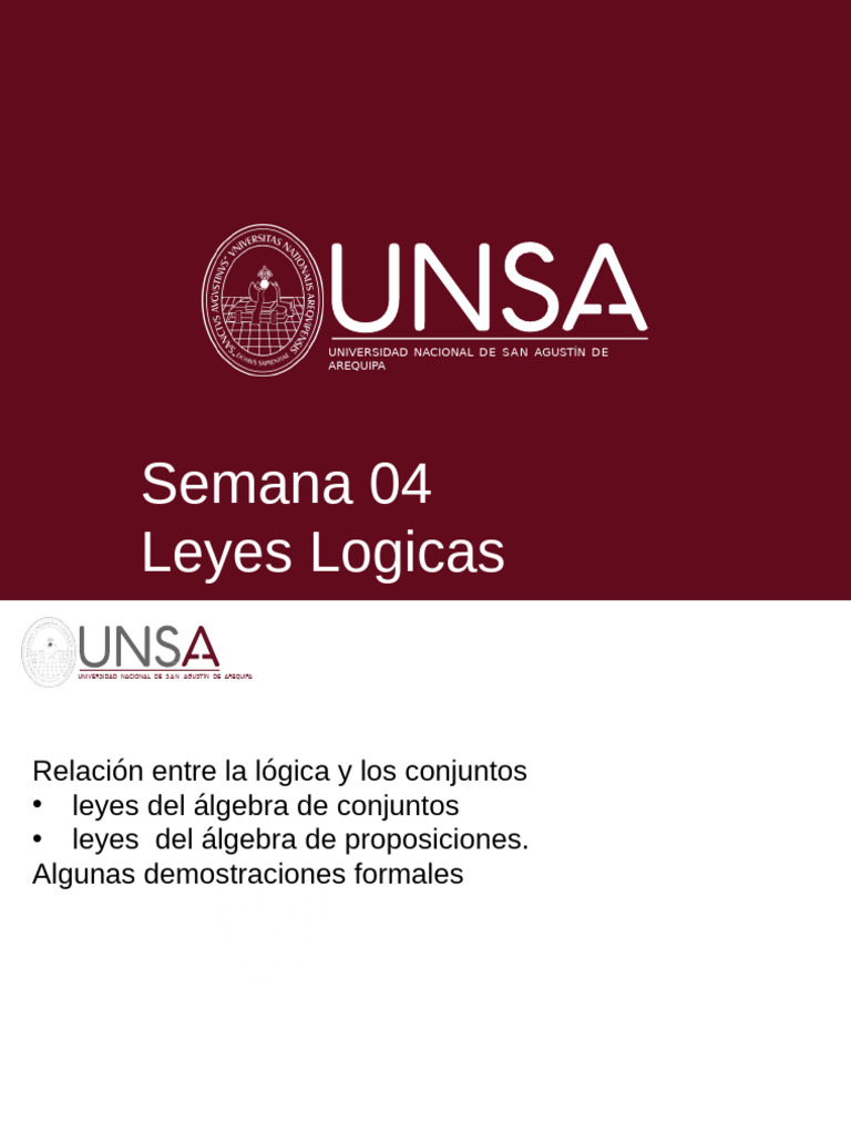 Leyes de Inferencia - UNSA - RAZ. LOG. MAT. | PDF