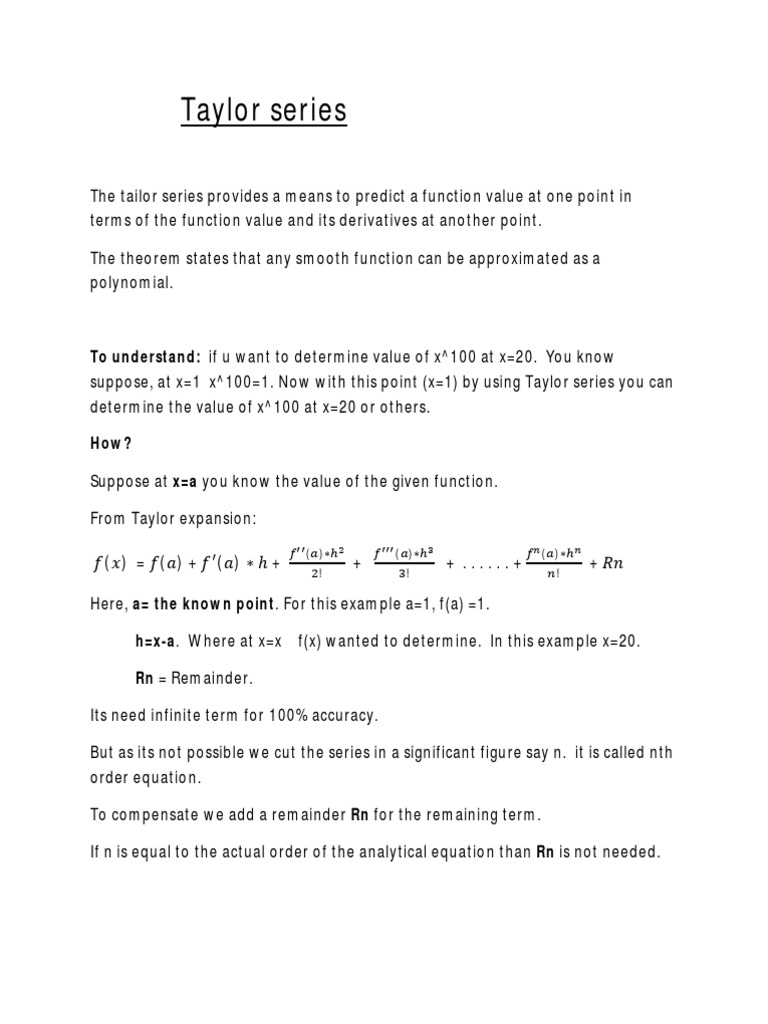 Taylor Series Explained: How to Predict Function Values | PDF