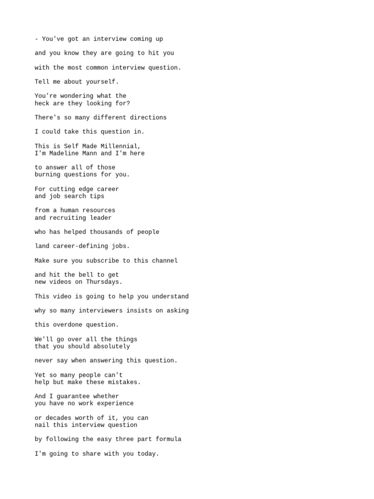 [English] 3 Steps to Answer Tell Me About Yourself - Example included ...