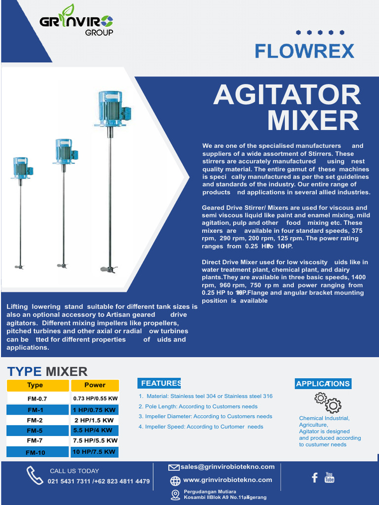 M. Agitator Mixer - FLOWREX Catalog | PDF