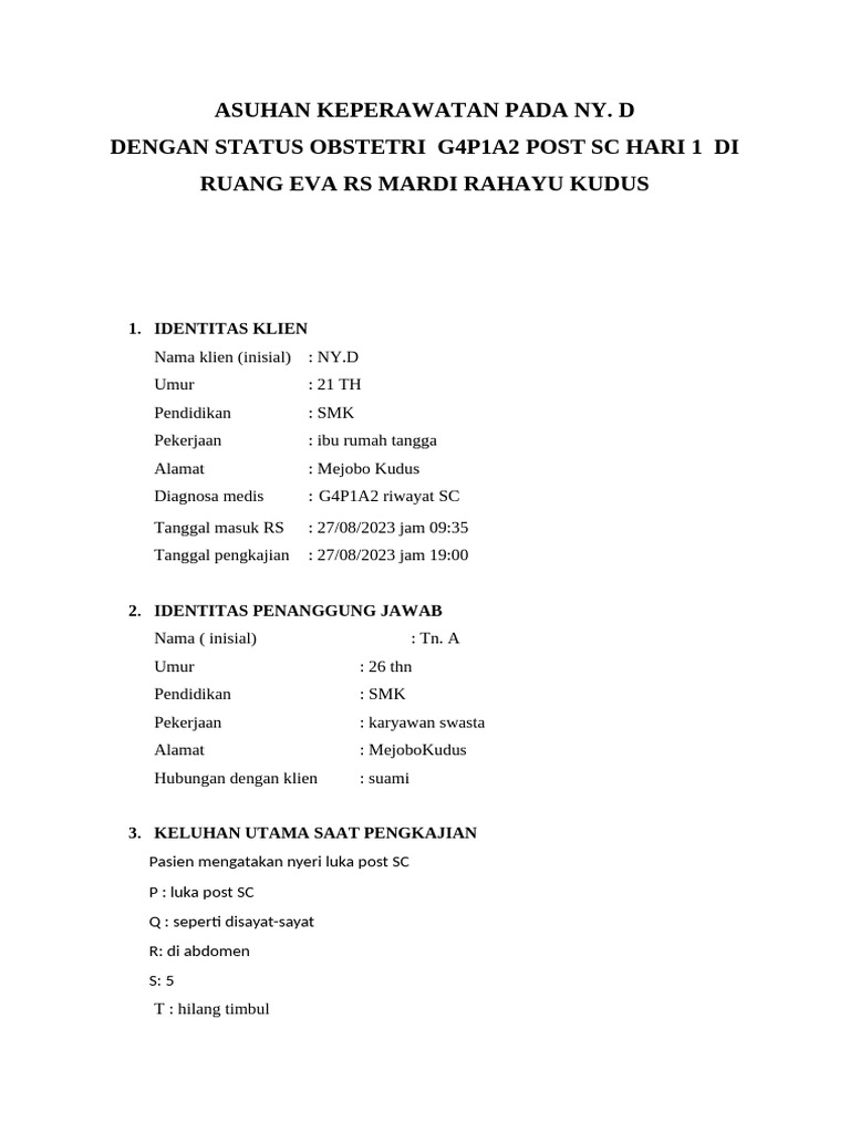 Asuhan Keperawatan Pada Ny.d | PDF