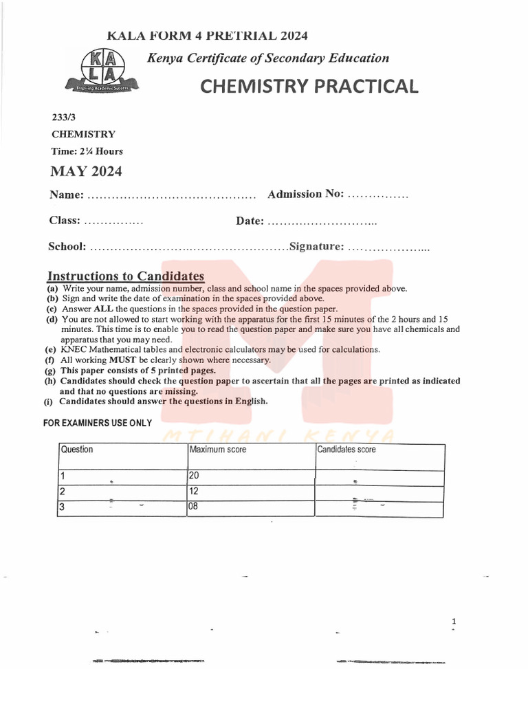 CHEMISTRY PAPER 3 | PDF
