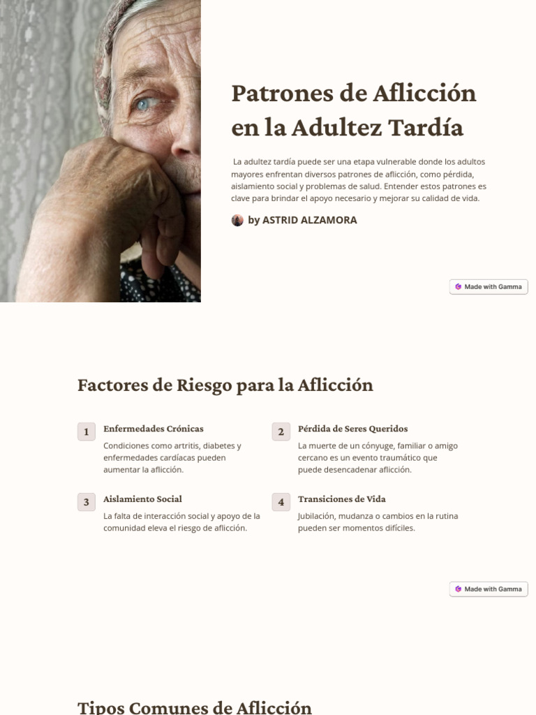 Patrones de Afliccion en La Adultez Tardia | PDF