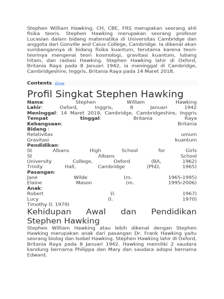 Stephen William Hawking | PDF