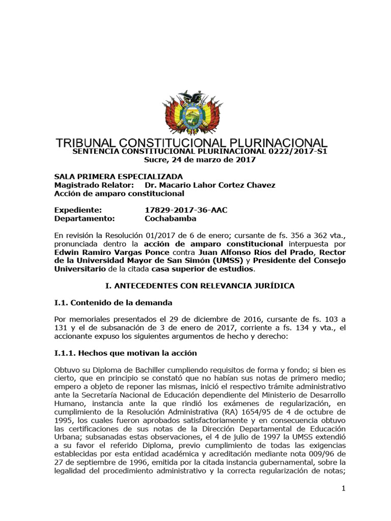SCP. 0222-2017-S1 DEL 24-03-2017. AAC. III.7. Sobre La Autonomía ...