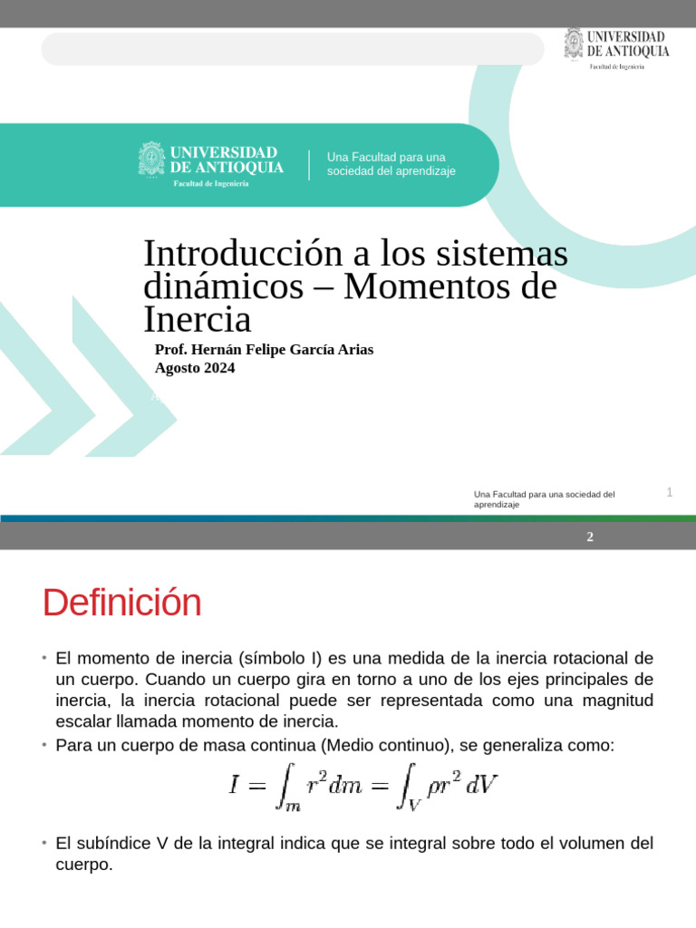 U1 - Momentos de Inercia | PDF