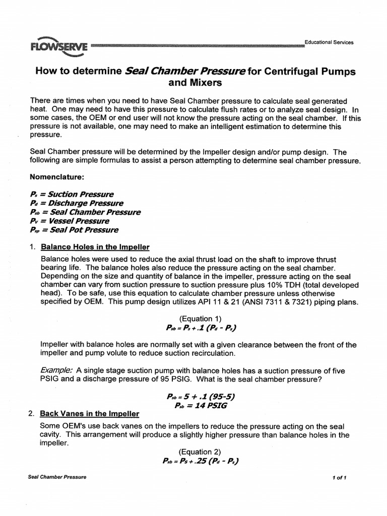 Seal Chamber Calculation PSS2 | PDF